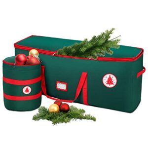 nvrgiup large christmas tree storage bag, fits up to 7.5 ft artificial disassembled trees with durable handles, sleek dual zipper & tag card, waterproof tear-proof holiday xmas bags box for years use