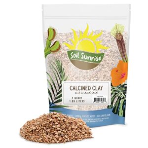 calcined clay soil amendment (2 quarts), for bonsai tree potting and other plants, regulates moisture