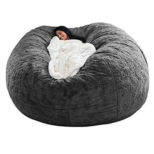 HUAOSCN Oversized Bean Bag Chair Cover ,Living Room Furniture Soft Washable Micro-Fiber Adult Beanbag Outside Cover, Lazy Sofa Bed PV Velvet (Cover only) (Dark Grey,132x76cm)