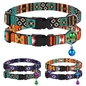 cat collar breakaway 2pcs adjustable pattern tribal aztec southwest safety pet collars for cats kitten (tribal + southwest)