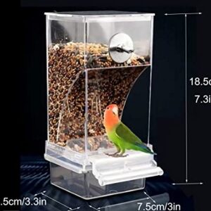 Automatic Bird Feeder,No Mess Bird Feeder,Bird Cage Feeder Bird Cage Accessories for Parakeet Canary Cockatiel Finch (Transparent)