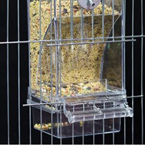 Automatic Bird Feeder,No Mess Bird Feeder,Bird Cage Feeder Bird Cage Accessories for Parakeet Canary Cockatiel Finch (Transparent)