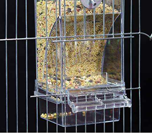 Automatic Bird Feeder,No Mess Bird Feeder,Bird Cage Feeder Bird Cage Accessories for Parakeet Canary Cockatiel Finch (Transparent)