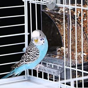 Automatic Bird Feeder,No Mess Bird Feeder,Bird Cage Feeder Bird Cage Accessories for Parakeet Canary Cockatiel Finch (Transparent)