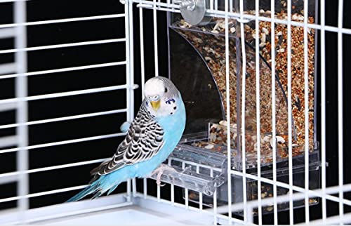 Automatic Bird Feeder,No Mess Bird Feeder,Bird Cage Feeder Bird Cage Accessories for Parakeet Canary Cockatiel Finch (Transparent)