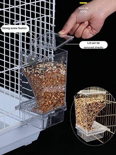 Automatic Bird Feeder,No Mess Bird Feeder,Bird Cage Feeder Bird Cage Accessories for Parakeet Canary Cockatiel Finch (Transparent)