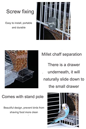 Automatic Bird Feeder,No Mess Bird Feeder,Bird Cage Feeder Bird Cage Accessories for Parakeet Canary Cockatiel Finch (Transparent)