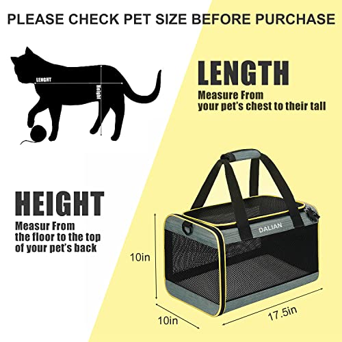 Cat Carrier Airline Approved Pet Carrier,Dog Carrier Soft-Sided Pet Travel Carrier Maximum Pet Weight 17 Pounds 17.5“x10 x10