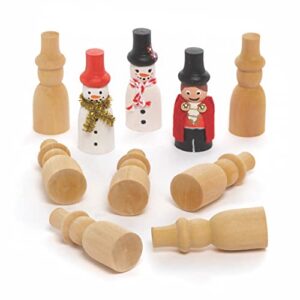 baker ross fc224 mini wooden snowmen - pack of 8, mini wood shapes, wooden crafts to make and decorate, make your own christmas decorations