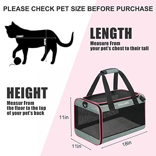 DALIAN Dog ​Soft-Sided Carriers, Airline Approved Pet Carrier for Travel, Maximum Pet Weight 18 Pounds