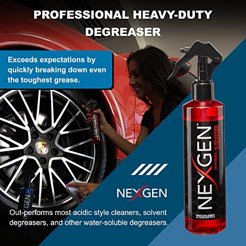 Nexgen Wheel and Engine Cleaner — Wheel and Tire Cleaner, Rim Cleaner, Wheel Cleaner Spray — Remove Brake Dust and Road Grime from Wheels and Engine — 8 oz Bottle