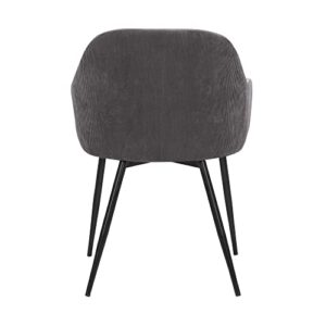 Armen Living Pixie Fabric Dining Room Chair with Black Metal Legs, 18" Seat Height, Grey