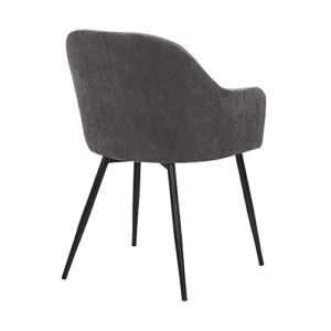 Armen Living Pixie Fabric Dining Room Chair with Black Metal Legs, 18" Seat Height, Grey