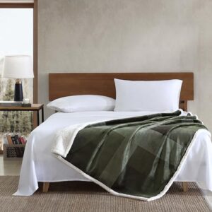 Eddie Bauer 50" X 60" Throw, Ultra Plush Fleece (Evergreen-Pine Plaid)