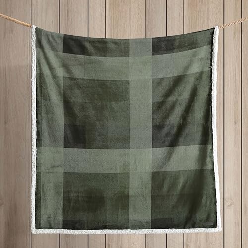 Eddie Bauer 50" X 60" Throw, Ultra Plush Fleece (Evergreen-Pine Plaid)