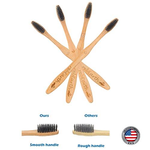 Bamboo Aesthetic Toothbrush Wood Set of 10 | Ultra Soft Bristles | Black Charcoal Infused | American Brand | Upgrade Hygiene & Reduce Waste | Brushes Teeth Care | Earth Friendly | Plant Based