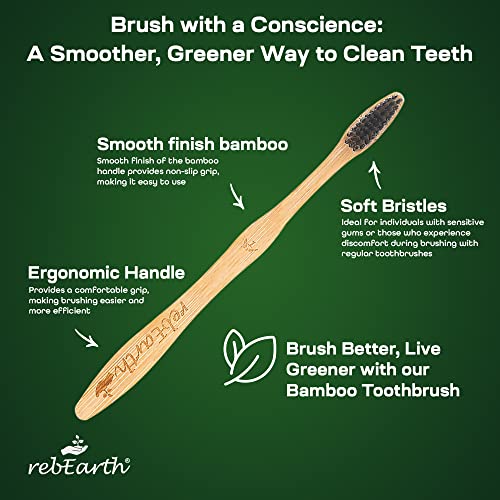 Bamboo Aesthetic Toothbrush Wood Set of 10 | Ultra Soft Bristles | Black Charcoal Infused | American Brand | Upgrade Hygiene & Reduce Waste | Brushes Teeth Care | Earth Friendly | Plant Based