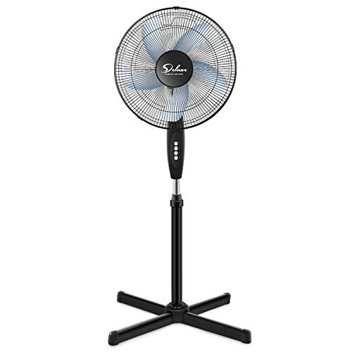 Simple Deluxe Oscillating 16″ 3 Adjustable Speed Pedestal Stand Fan for Indoor, Bedroom, Living Room, Home Office & College Dorm Use, Black, 1 Pack, Style 1