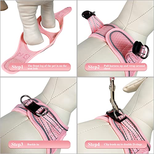 YIMEIS Dog Harness and Leash Set, No Pull Soft Mesh Pet Harness, Reflective Adjustable Puppy Vest for Small Medium Large Dogs, Cats (Pink, X-Small (Pack of 1)