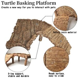 Fhiny Turtle Basking Platform, Tortoise Floating Dock Reptiles Habitat Climbing Ramp Fish Tank Turtle Resting Platform Aquarium Landscaping Decor for Small Reptile Frog Newts Terrapin