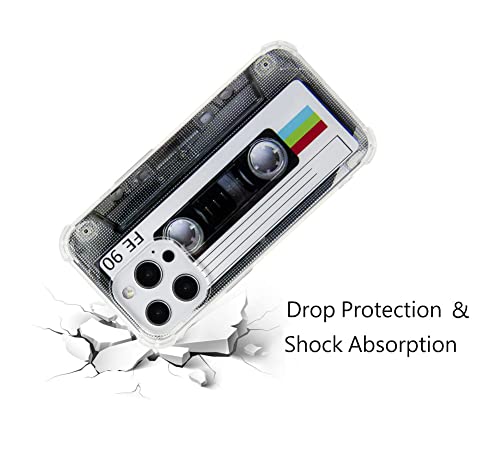 FAteamll Case for iPhone 13 Pro Max, Matte Finish Heavy Duty Soft Back Cover with Reinforced Corners TPU Soft Bumper Retro Cassette Tape Case Compatible with iPhone 13 Pro Max(6.7 Inch)