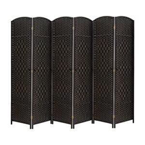 lazyland divider folding privacy screen with diamond double-weave room dividers and freestanding room dividers privacy screens for indoor and outdoor (6, coffee)