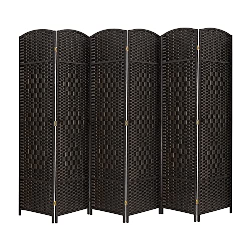 Lazyland Divider Folding Privacy Screen with Diamond Double-Weave Room dividers and Freestanding Room Dividers Privacy Screens for Indoor and Outdoor (6, Coffee)