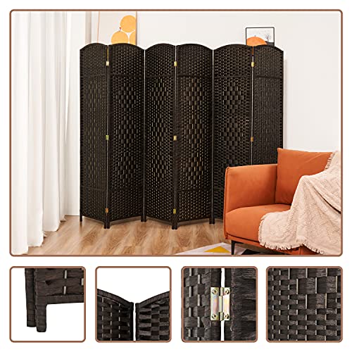 Lazyland Divider Folding Privacy Screen with Diamond Double-Weave Room dividers and Freestanding Room Dividers Privacy Screens for Indoor and Outdoor (6, Coffee)