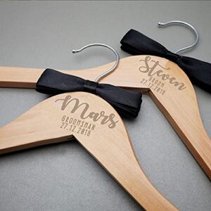 Akubi Personalized Bride Hanger, Wedding Hanger, Bridesmaid Groom Hangers for Wedding,Custom Wooden Hangers Wedding Dress Hanger (Wooden)