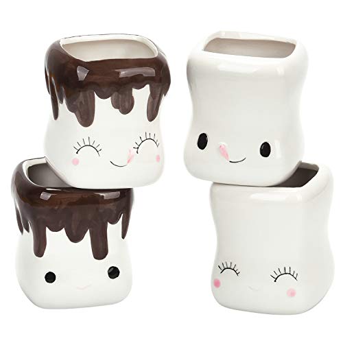 YHRJWN Marshmallow Mugs Set of 4 Cute Mugs Marshmallow Cups for Kids Hot Chocolate Cocoa Mugs Gift for Christmas Mother's Day Valentine’s Day 5Oz