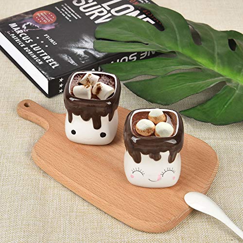 YHRJWN Marshmallow Mugs Set of 4 Cute Mugs Marshmallow Cups for Kids Hot Chocolate Cocoa Mugs Gift for Christmas Mother's Day Valentine’s Day 5Oz