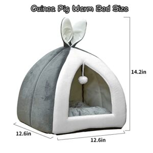 Fhiny Rabbit Bed Cave Cozy Guinea Pig Hideout Cute Bunny Bed Large House Winter Nest Dwarf Rabbit Cage Accessories for Chinchilla Ferret Hedgehog or Other Small Animals