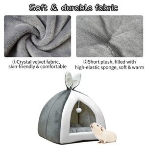 Fhiny Rabbit Bed Cave Cozy Guinea Pig Hideout Cute Bunny Bed Large House Winter Nest Dwarf Rabbit Cage Accessories for Chinchilla Ferret Hedgehog or Other Small Animals