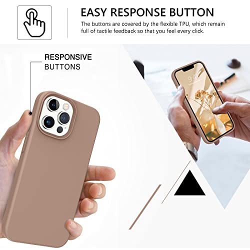 GUAGUA Compatible with iPhone 13 Pro Max Case 6.7 Inch Liquid Silicone Soft Gel Rubber Slim Microfiber Lining Cushion Texture Cover Shockproof Protective Phone Case for iPhone 13 Pro Max Khaki