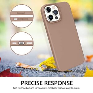 GUAGUA Compatible with iPhone 13 Pro Max Case 6.7 Inch Liquid Silicone Soft Gel Rubber Slim Microfiber Lining Cushion Texture Cover Shockproof Protective Phone Case for iPhone 13 Pro Max Khaki