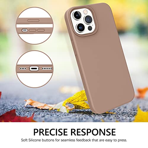 GUAGUA Compatible with iPhone 13 Pro Max Case 6.7 Inch Liquid Silicone Soft Gel Rubber Slim Microfiber Lining Cushion Texture Cover Shockproof Protective Phone Case for iPhone 13 Pro Max Khaki