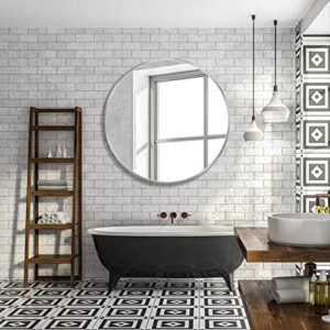 URnicehome Round Mirror 36 Inch Silver Circle Wall Mirror Metal Framed Mirror for Bedroom Bathroom Living Room Entryways Washrooms and More