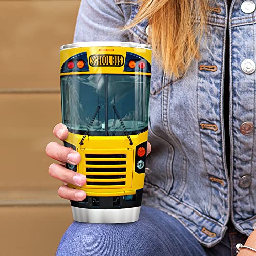 Wassmin Bus Driver Gifts Personalized School Bus Tumbler 20oz 30oz Custom Name Stainless Steel Double Wall Vacuum Tumblers Coffee Travel Mug Cups Christmas Presents