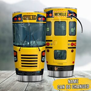 Wassmin Bus Driver Gifts Personalized School Bus Tumbler 20oz 30oz Custom Name Stainless Steel Double Wall Vacuum Tumblers Coffee Travel Mug Cups Christmas Presents