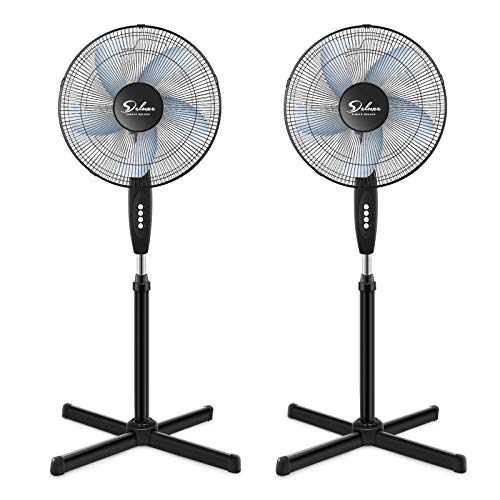 Simple Deluxe Oscillating 16″ 3 Adjustable Speed Pedestal Stand Fan for Indoor, Bedroom, Living Room, Home Office & College Dorm Use,Black