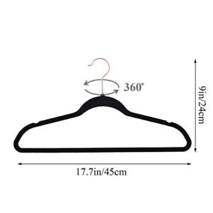 VECELO Premium Velvet Clothes Hangers Suit Heavy Duty (100 Pack)-Non Slip & Space-Saving with 12 Finger Clips & 2Tie Rack Excellent for Men and Women,Black