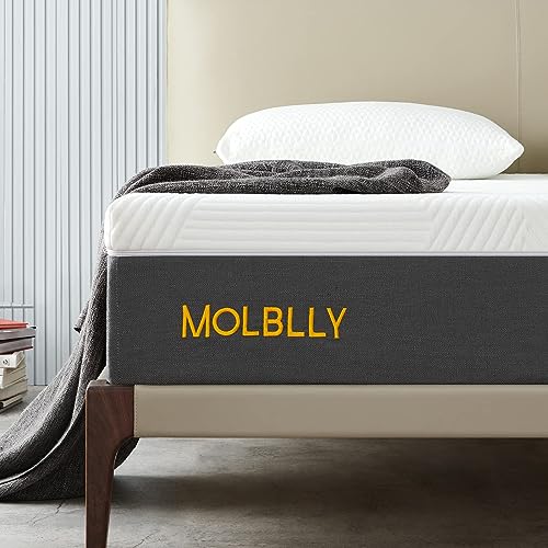 Molblly 10 Inches Full Size Mattress for Back Pain Relief, Gel Memory Foam Mattress in a Box, Fiberglass Free, Medium Firm, 10-Year Support, Premium Full Bed