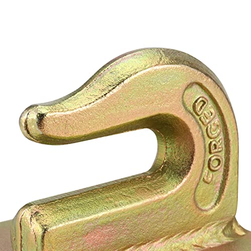 JEUIHAU 3 Pack 3/8 Inch Bolt-On Grab Hook, Grade 70 Forged Steel Bolt-On Loader Chain Tow Hooks with Backer Plate for Loader, Tractor Bucket, RV, UTV, Truck, Max 6,600 Lbs, Gold