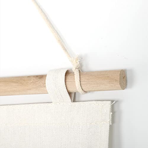 Over The Door Storage Bag, Multifunctional Wall Closet Hanging Storage Organizer with 5 Pockets Cotton Linen Hanging Pocket Organizer for Bedroom Bathroom