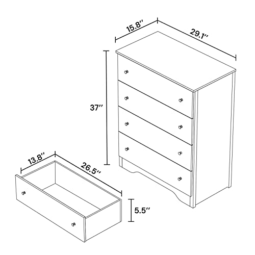 Artist Unknown 4 Drawer Dresser for Bedroom Chest of Drawers with Wooden Top Tall Storage Cabinet Nightstand for Living Room, Entryway, Children Room (Black)