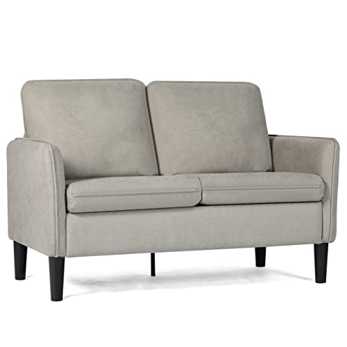 COVMAX Modern Fabric Loveseat Sofa Mid Century 2-Seat Love Seats Sofa Couch with Tufting and Upholstered Sofa Living Room Furniture for Small Compact Space Bedroom Office Apartment Dorm (Light Gray)