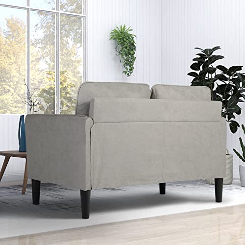 COVMAX Modern Fabric Loveseat Sofa Mid Century 2-Seat Love Seats Sofa Couch with Tufting and Upholstered Sofa Living Room Furniture for Small Compact Space Bedroom Office Apartment Dorm (Light Gray)