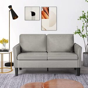 COVMAX Modern Fabric Loveseat Sofa Mid Century 2-Seat Love Seats Sofa Couch with Tufting and Upholstered Sofa Living Room Furniture for Small Compact Space Bedroom Office Apartment Dorm (Light Gray)