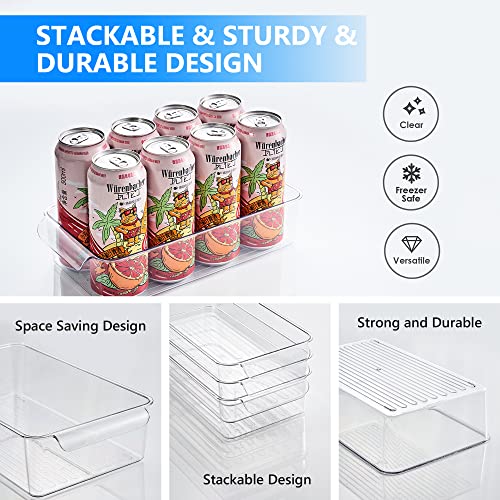 Refrigerator Organizer Bins, REDMOND 6pcs Fridge Organizers and storage clear Stackable for Kitchen, Pantry, Refrigerator, Cabinets, Freezer, 12.3" Long (6 Small)