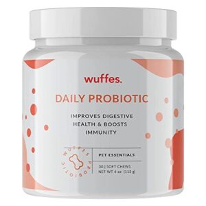 wuffes digestive probiotics for dogs - probiotic chews for dogs for itching - dog health pet supplies - dog vitamins and supplements - 30 probiotic dog chews & digestive enzymes for itchy skin & gut